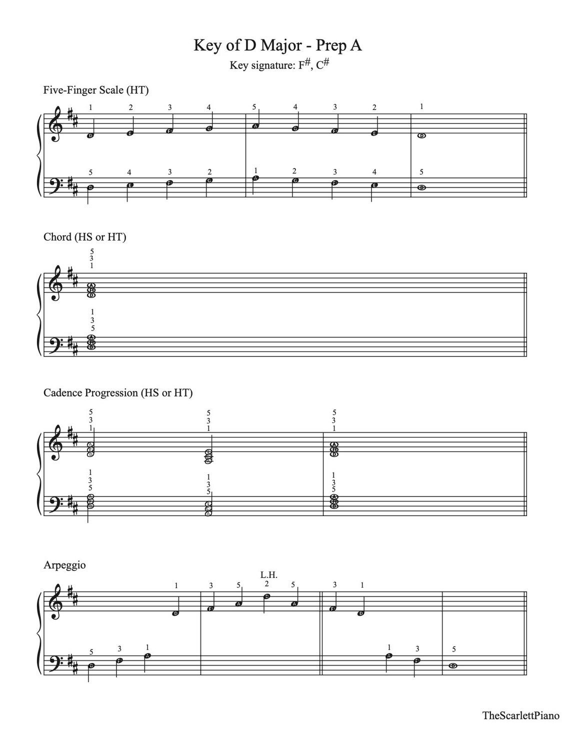 Beginner Piano Scale Sheets 6 Keys 5 VARIATIONS of Printable Pdfs - Etsy