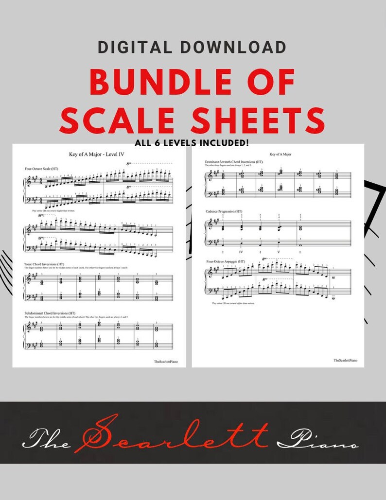 COMPLETE Bundle of Piano Scale Sheets for K-12 Students - Etsy