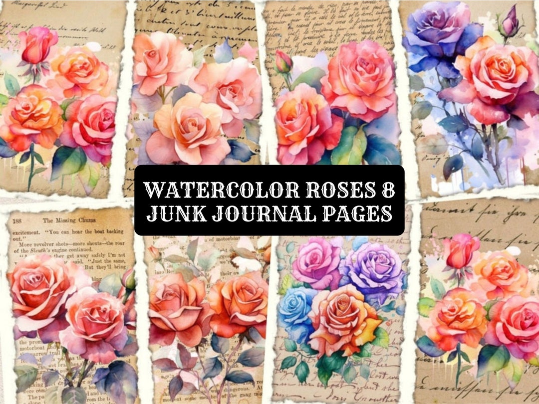 Vintage Roses Printable Junk Journal Pages, Junk Journal Kit, Paper ...