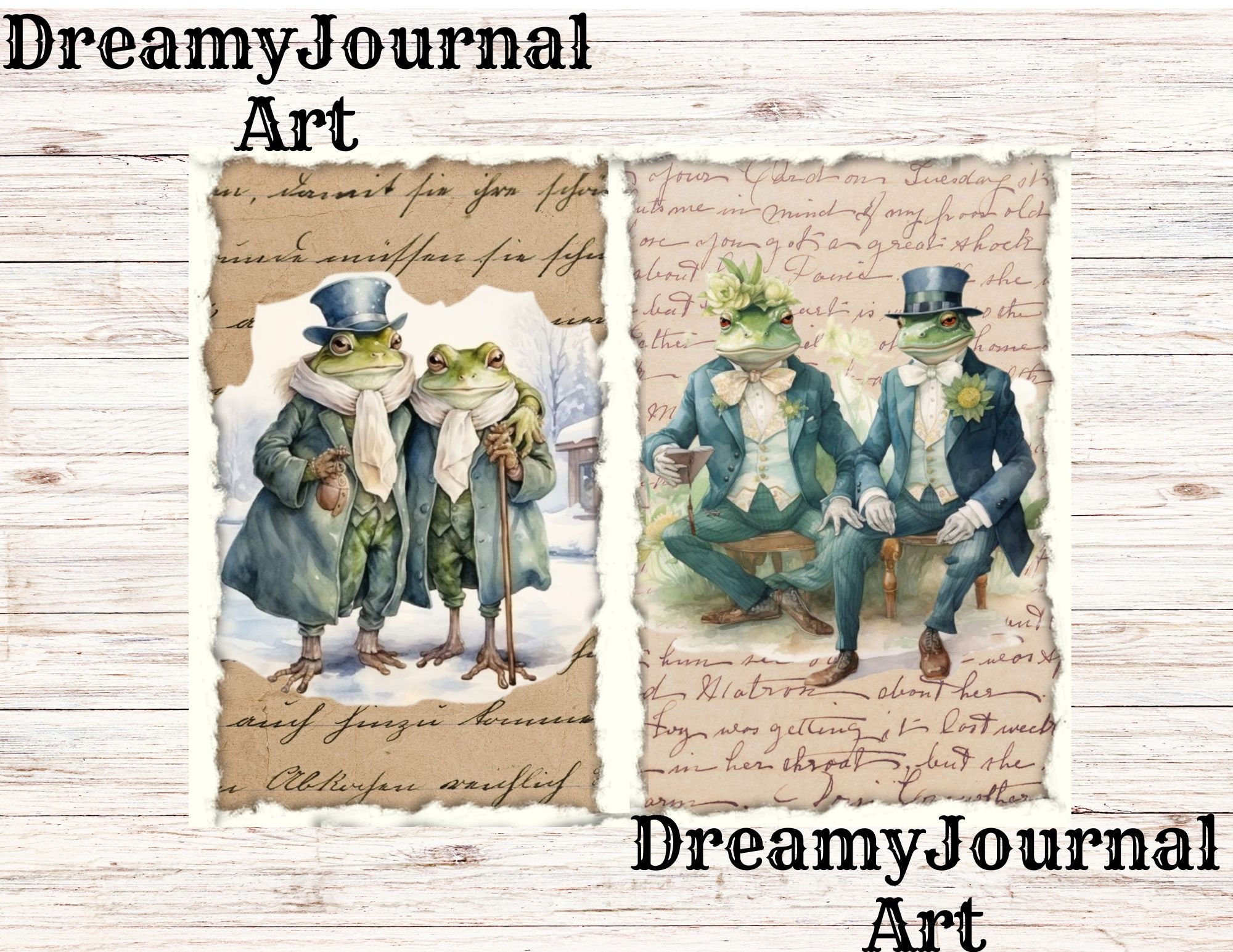 Junk Journal Printable Pages, Watercolor Fantasy Frogs, Digital ...