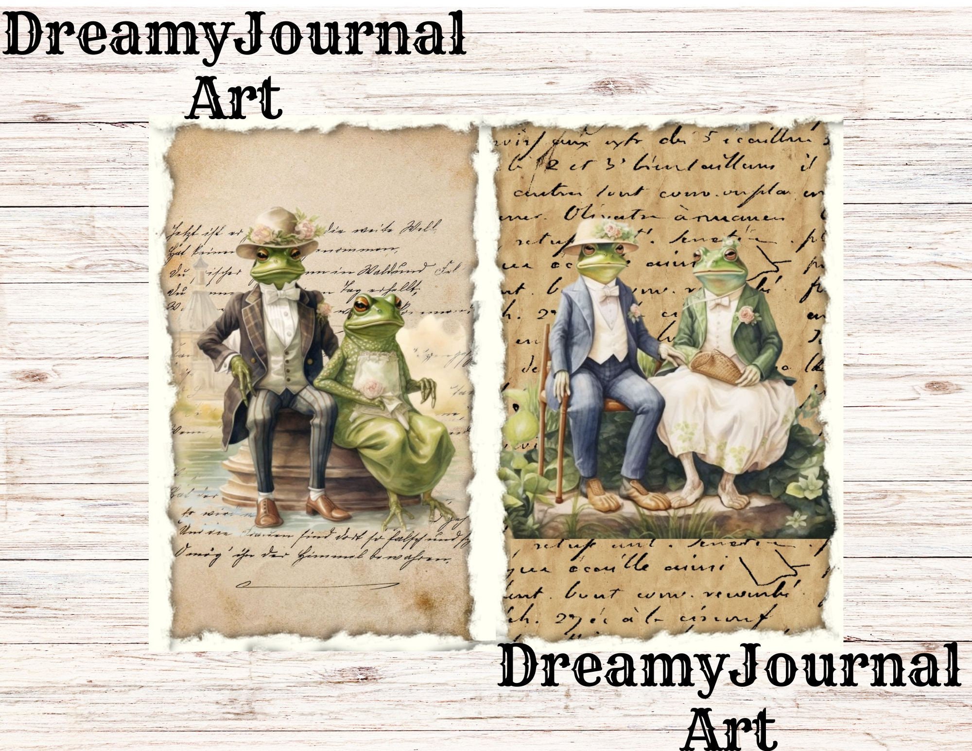Junk Journal Printable Pages, Watercolor Fantasy Frogs, Digital ...