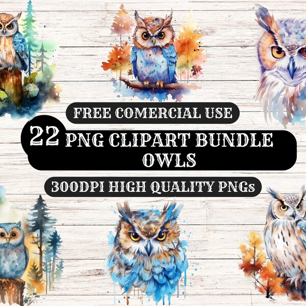 Digital Owl Clipart - Etsy