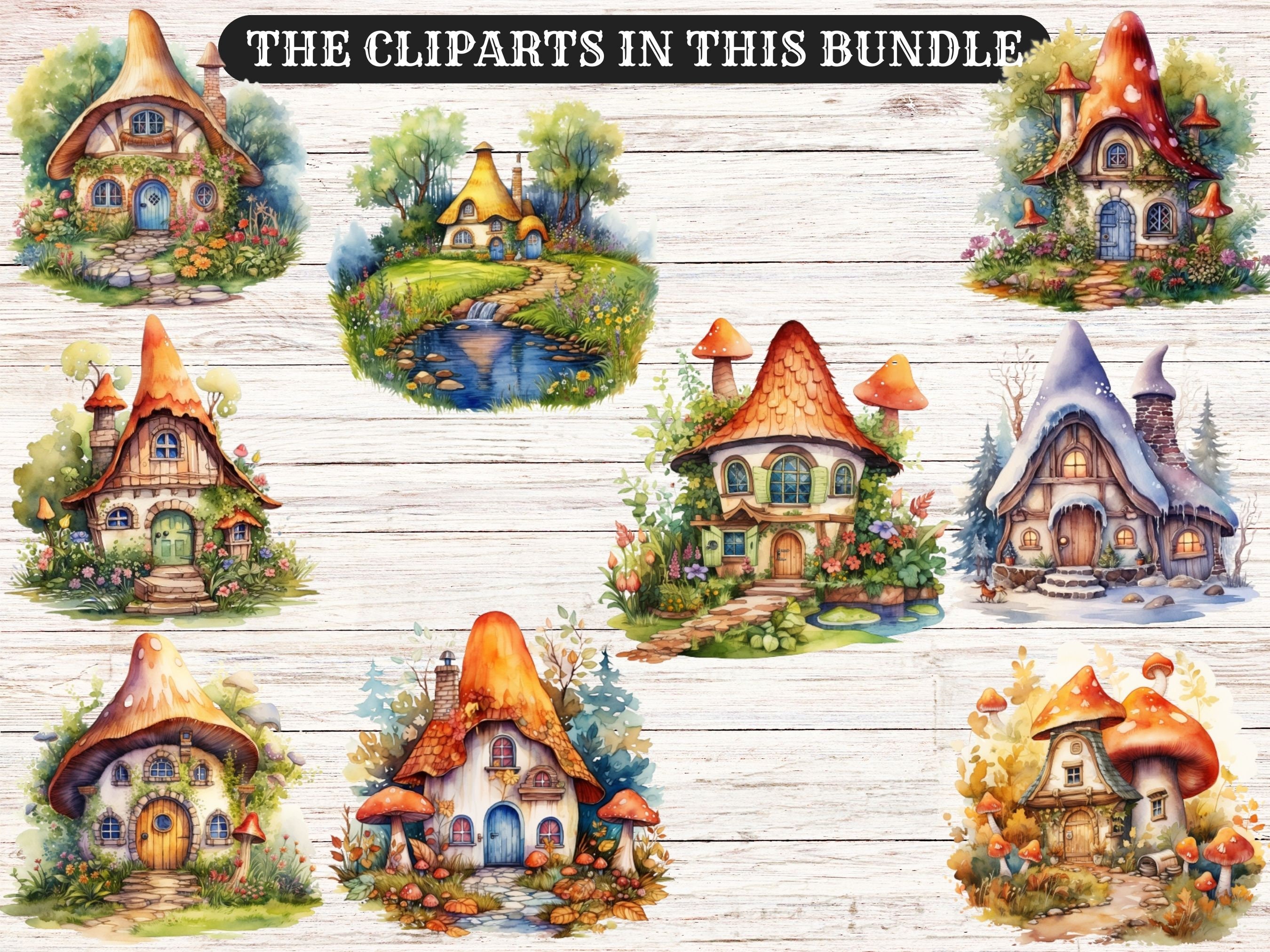 Watercolor Gnomes House Clipart, Clipart Pack, 18, PNG High Quality ...
