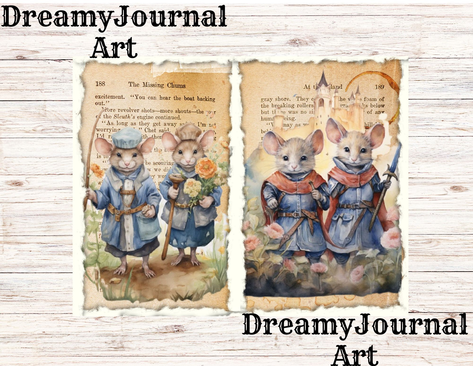 Printable Junk Journal, Medieval Mice, Watercolor Medieval, Digital ...