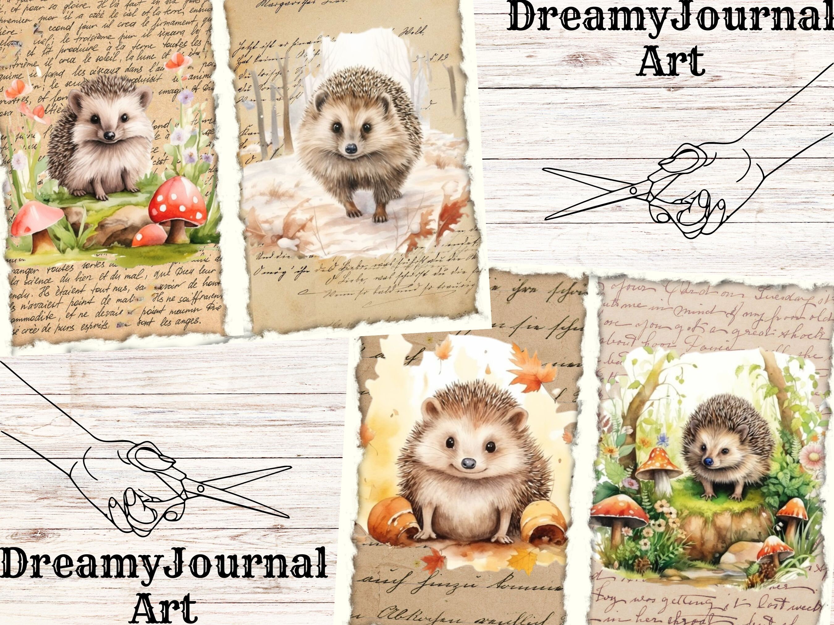 Watercolor Hedgehogs, Junk Journal Printable Pages, Digital Download ...