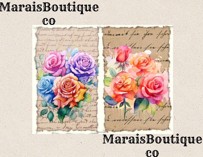 Vintage Roses Printable Junk Journal Pages, Junk Journal Kit, Paper ...