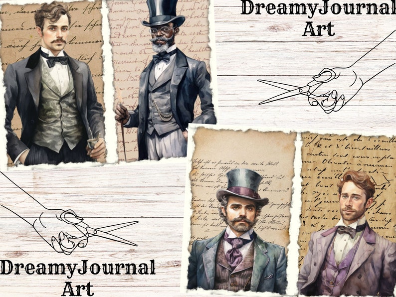 Watercolor Pages, Printable Junk Journal Victorian Man, Victorian ...