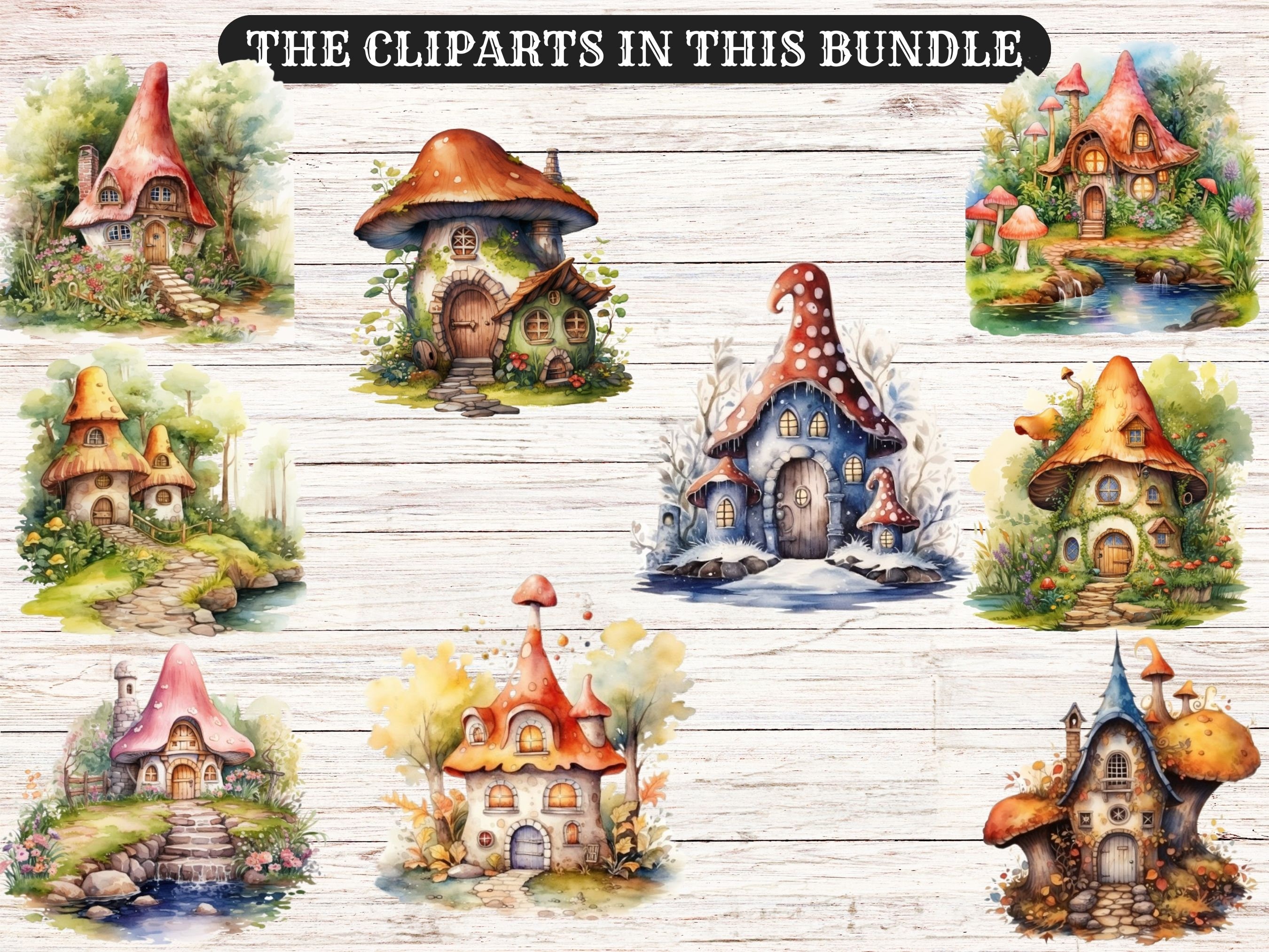 Watercolor Gnomes House Clipart, Clipart Pack, 18, PNG High Quality ...