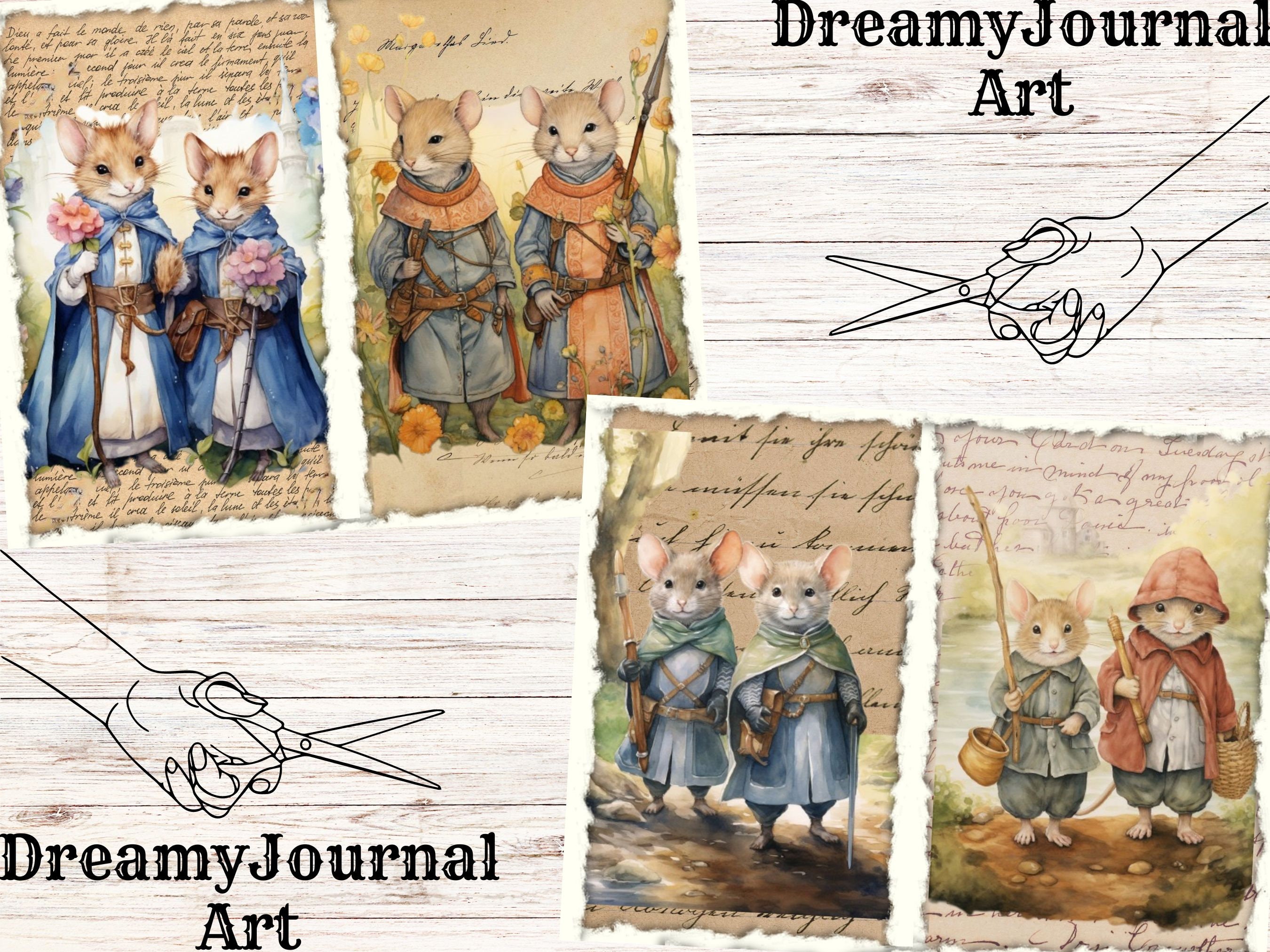 Printable Junk Journal, Medieval Mice, Watercolor Medieval, Digital ...