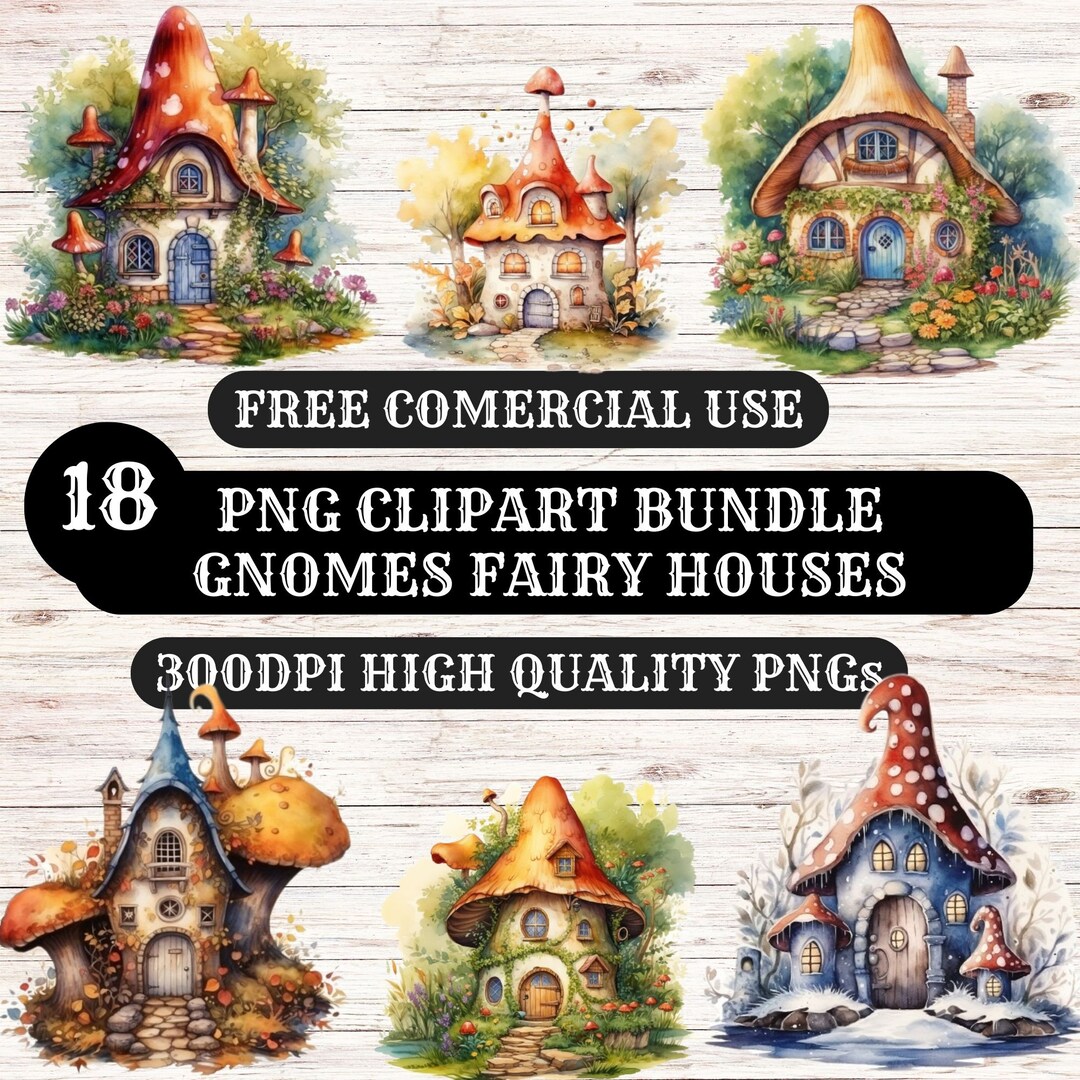 Watercolor Gnomes House Clipart, Clipart Pack, 18, PNG High Quality ...