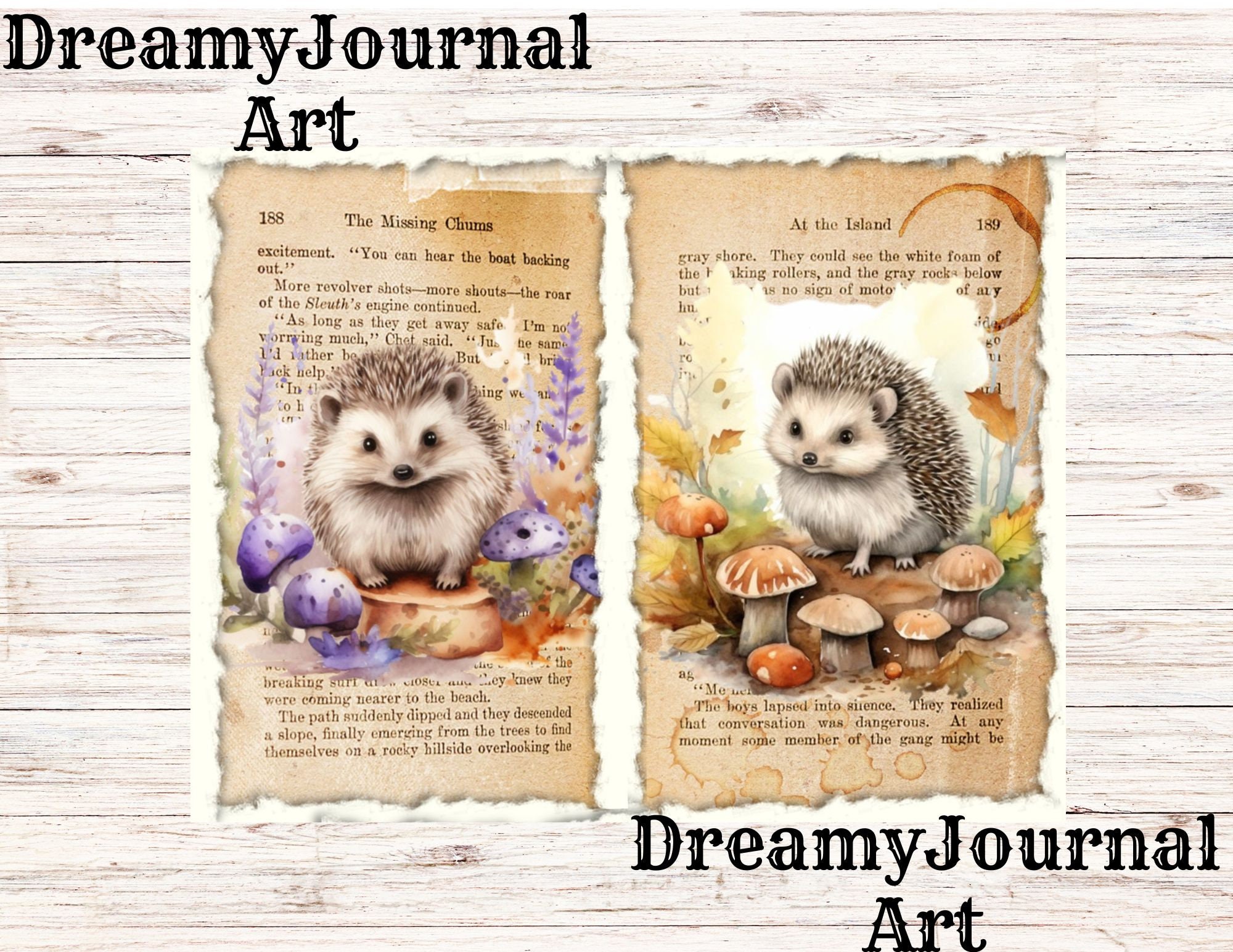 Watercolor Hedgehogs, Junk Journal Printable Pages, Digital Download ...
