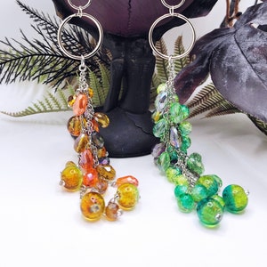 Glass Bead Keychains With Glow in the Dark Glass Lampwork Ombre Crystal ...