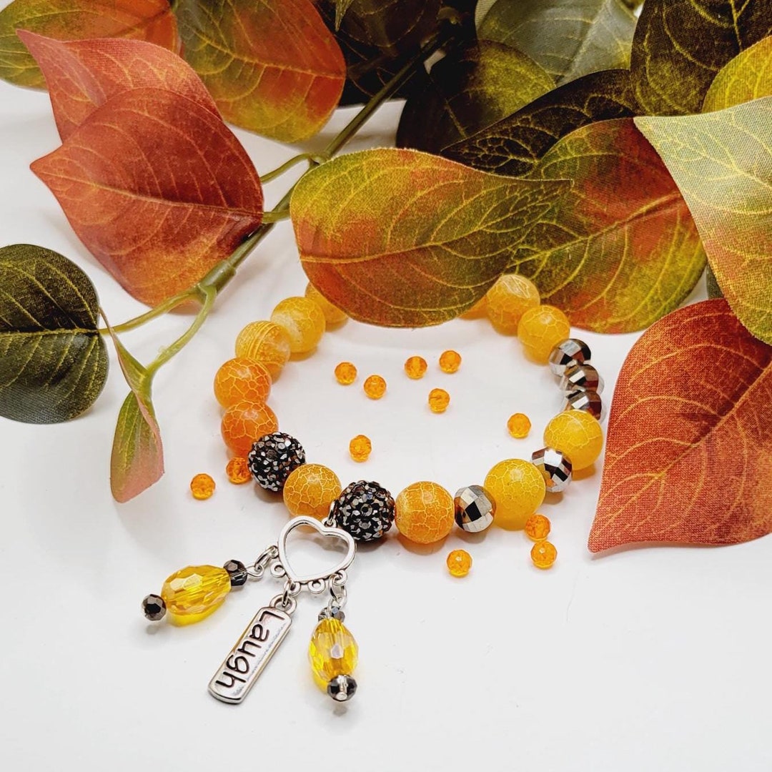 Matte Orange Fire Cracked Agate 10mm Bead Gemstone, Rhinestone Clay ...