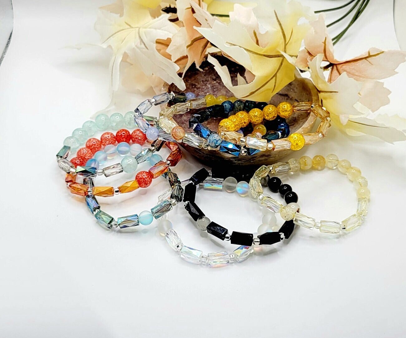 Crystal Iridescent Glass Tube Bead, Natural Agate, Citrine, Quartz ...
