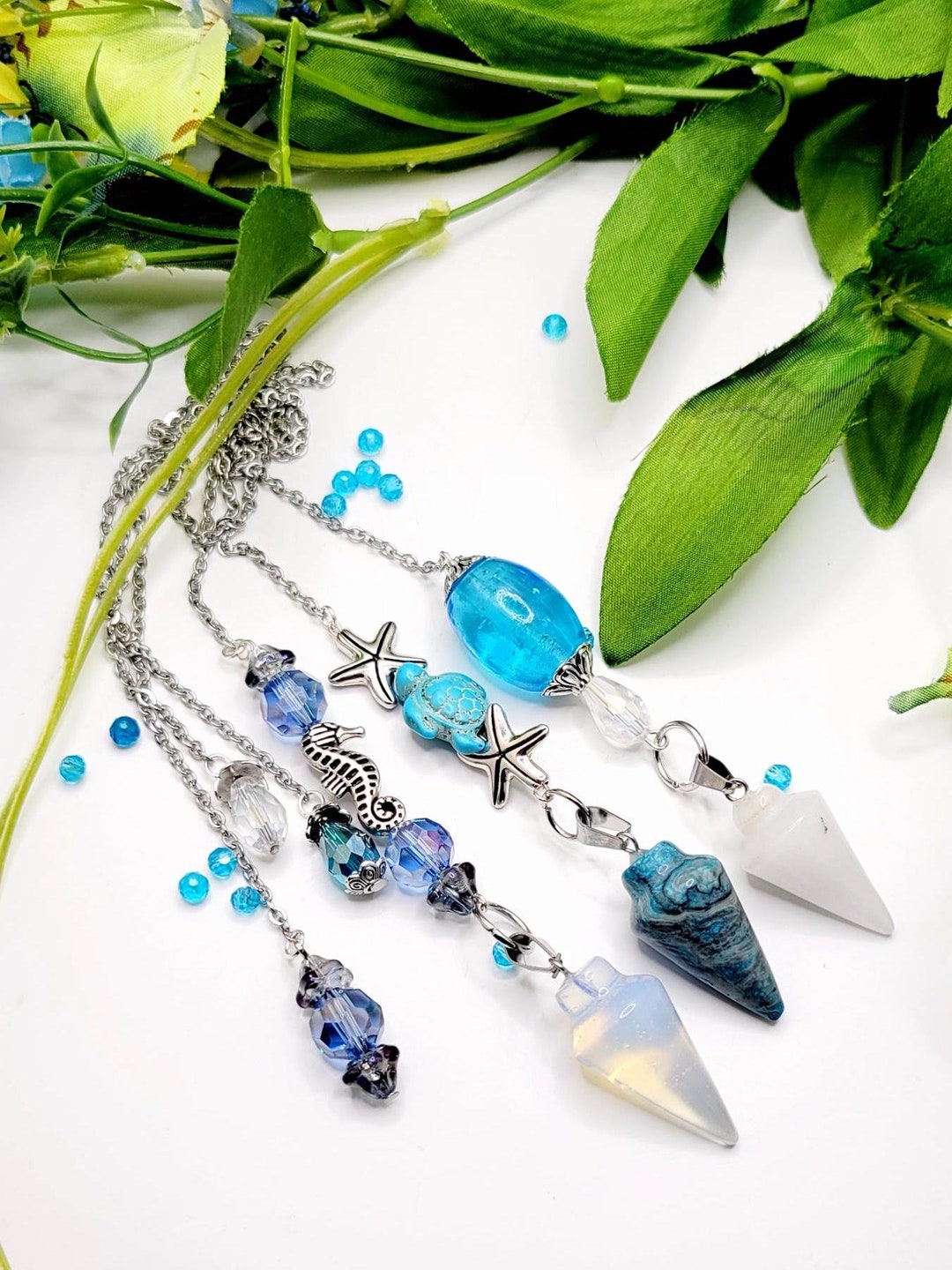 Harmony and Clarity Sea Inspired Spiritual Pendulums, Natural Stone ...
