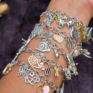 Multi Charm Rose Gold, Gold, Silver Mixed Style Bangle Charm Stainless ...