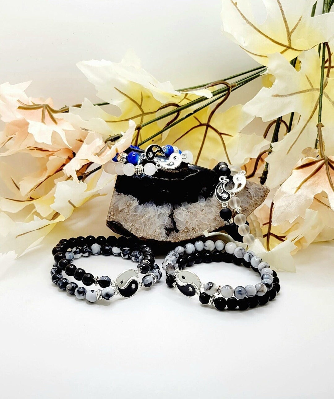 Yin Yang Beaded Bracelet Jewelry Set for Single Couple, Unisex ...