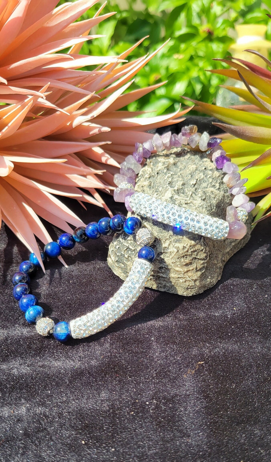 Crystal Gemstone CZ Rhinestone Tube Bead Natural Chip Stone Stretch ...