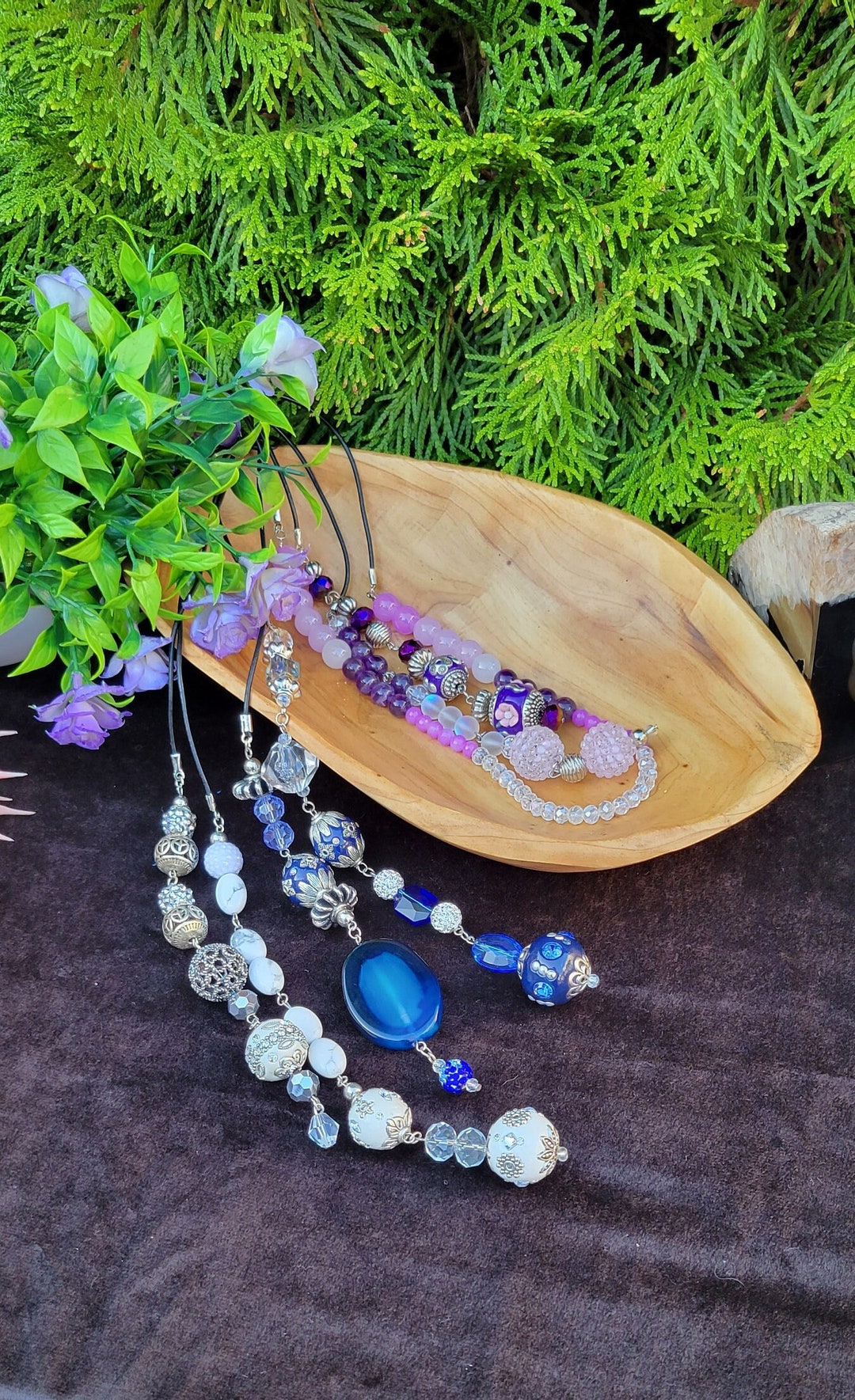 Bohemian Style Long Wrap Lariat Natural Mixed Bead Gemstone Black ...