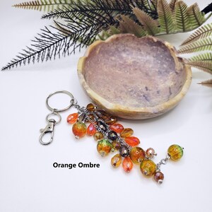 Glass Bead Keychains With Glow in the Dark Glass Lampwork Ombre Crystal ...