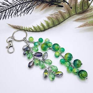 Glass Bead Keychains With Glow in the Dark Glass Lampwork Ombre Crystal ...