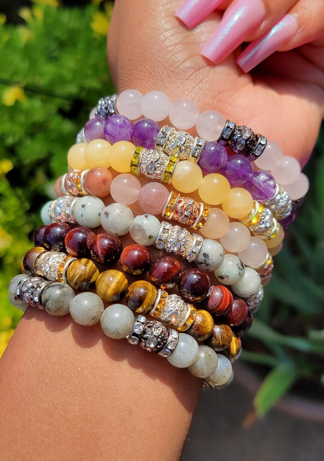 Natural Jasper Amethyst Quartz Jade Crystal Gemstone 8mm Bead ...