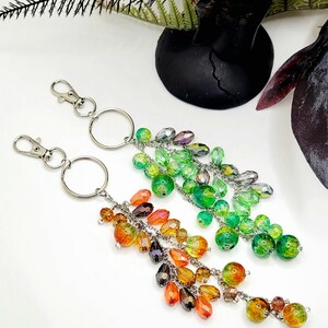 Glass Bead Keychains With Glow in the Dark Glass Lampwork Ombre Crystal ...