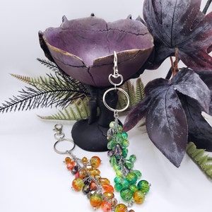 Glass Bead Keychains With Glow in the Dark Glass Lampwork Ombre Crystal ...
