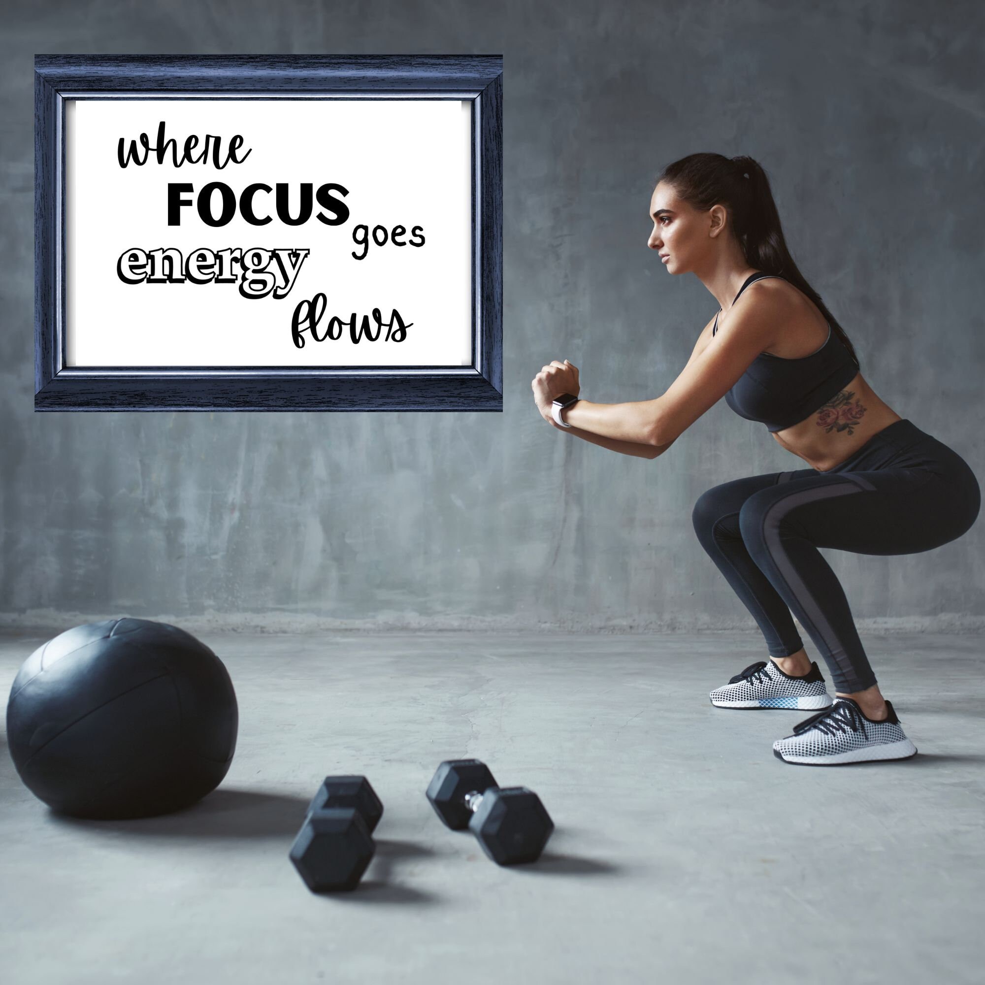 Where Focus Goes Energy Flows Wall Poster Modern Art for Office Gym ...