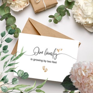 Pregnancy Announcement Card Saying Our Family is Growing by Two Feet ...