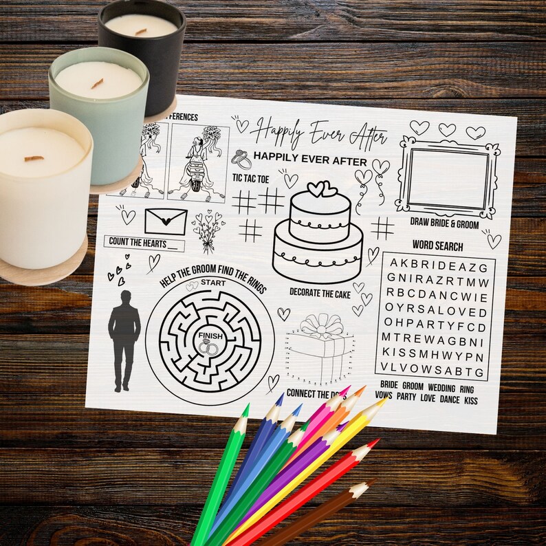 Wedding Coloring Placemat: Kids' Activity Page (digital File) - Etsy