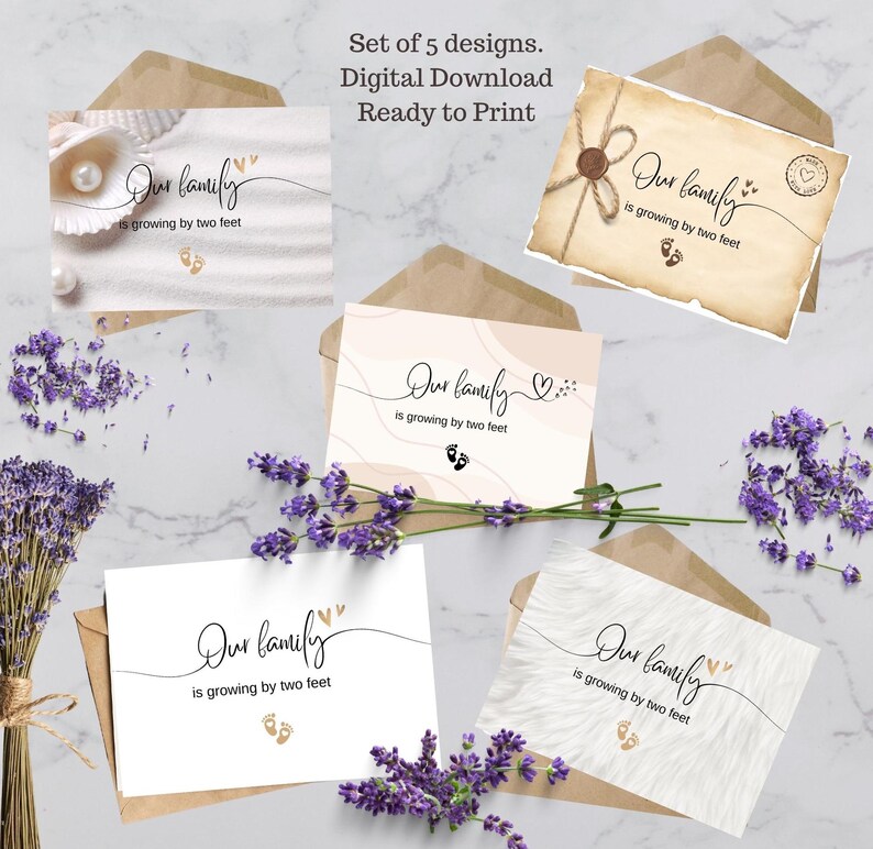 Pregnancy Announcement Card Saying Our Family is Growing by Two Feet ...