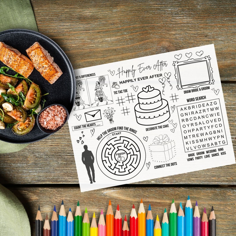 Wedding Coloring Placemat: Kids' Activity Page (digital File) - Etsy