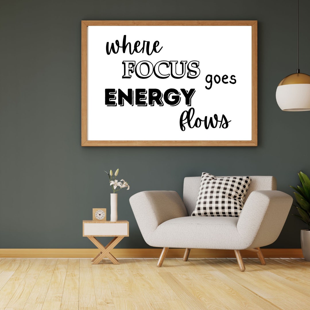 Where Focus Goes Energy Flows Wall Poster Modern Art for Office Gym ...