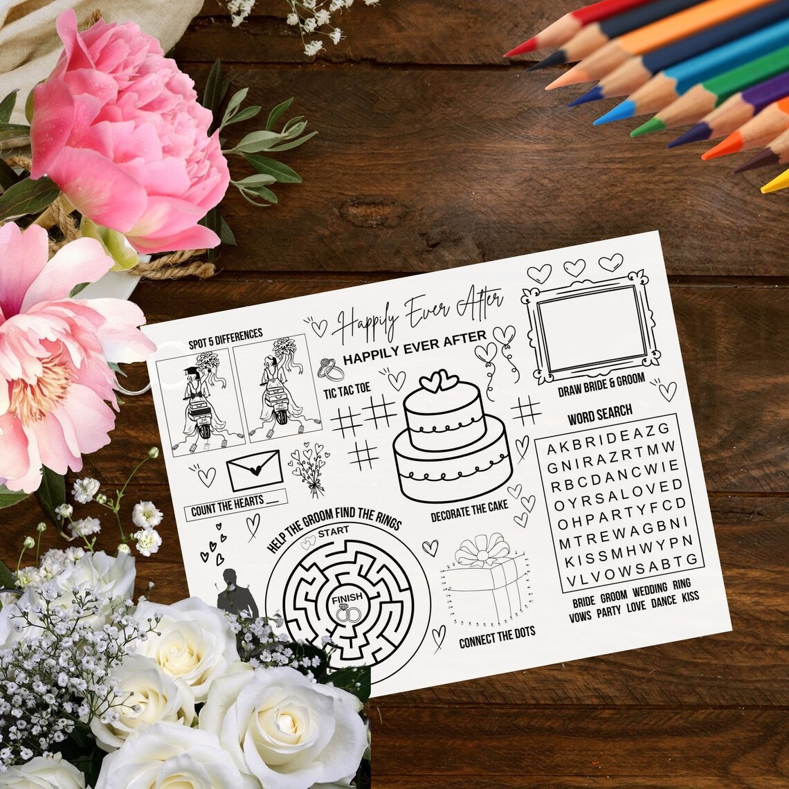 Wedding Coloring Placemat: Kids' Activity Page (digital File) - Etsy
