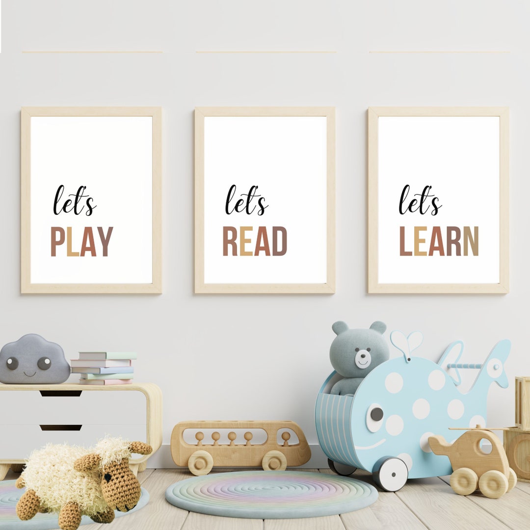 Printable Nursery Wall Art Posters Kids Decor 2 Sets of 3 Playroom ...