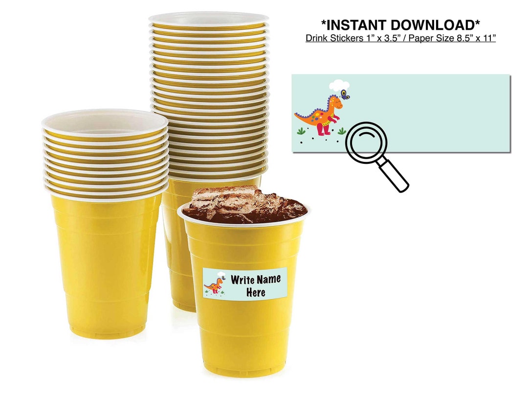 Printable Dinosaur Party Drink Labels, Write Your Own Name (instant ...