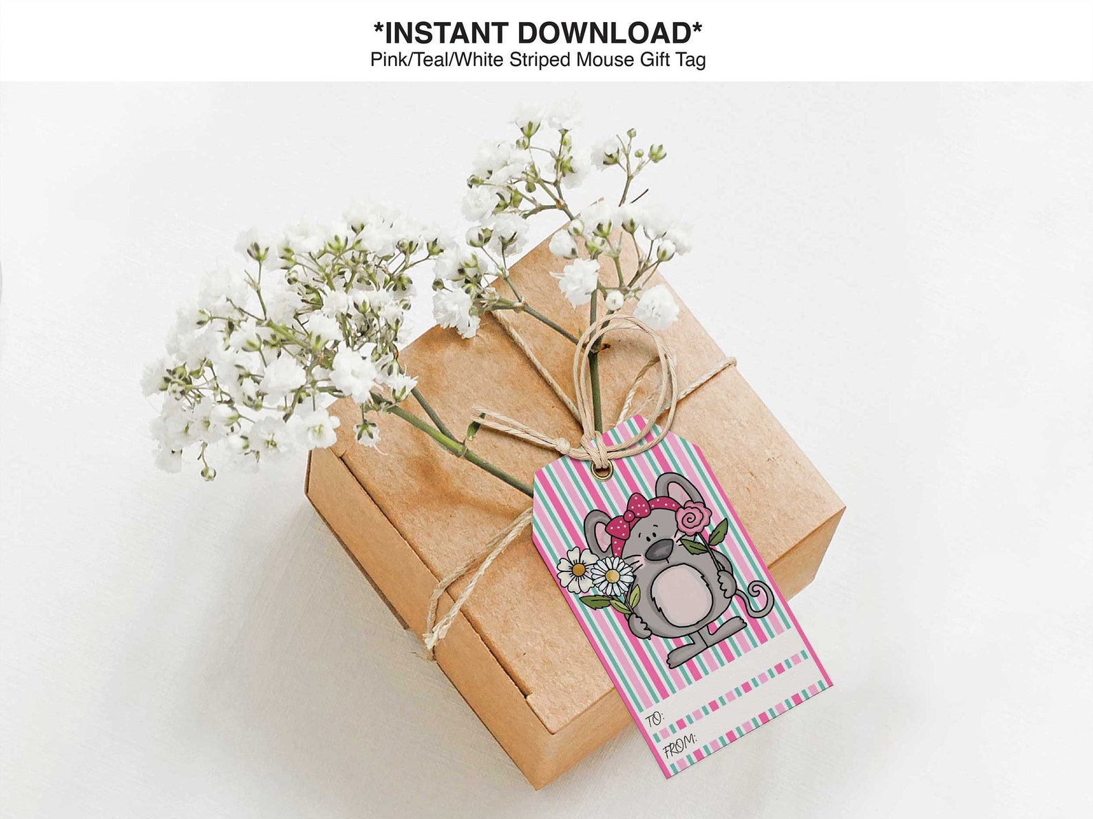 Printable Mothers Day Gift Tag, Cute Mouse Tag, Mother's Day Thank You ...