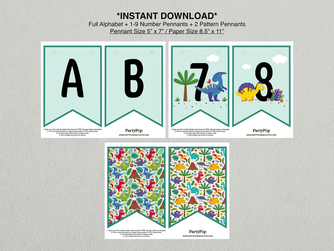 Printable Dinosaur Birthday Banner, Dinosaur Party, Dinosaur ...