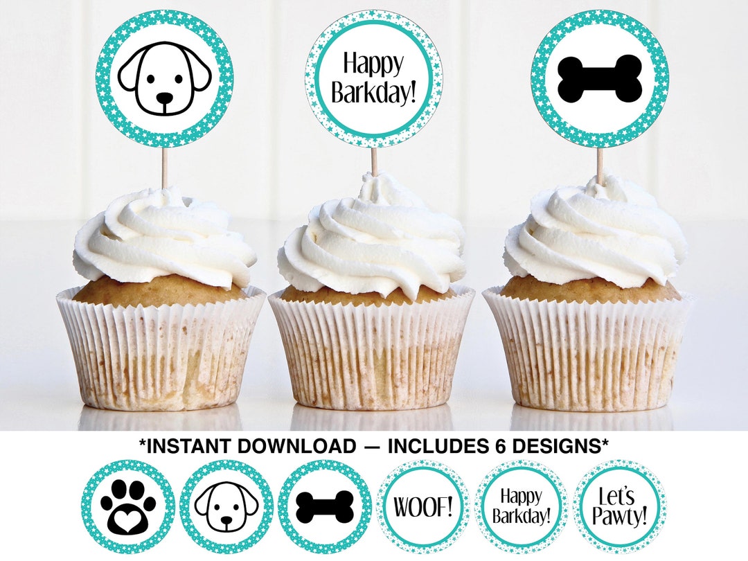 Printable Dog Party Cupcake Toppers , Dog Birthday Party Printable ...