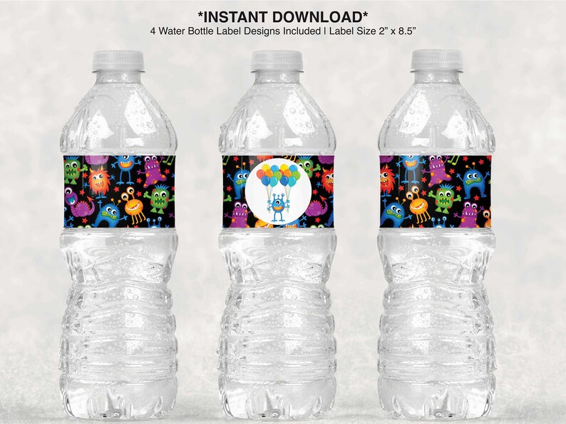 Little Monster Printable Bottle Labels, Monster Birthday Water Wrappers ...