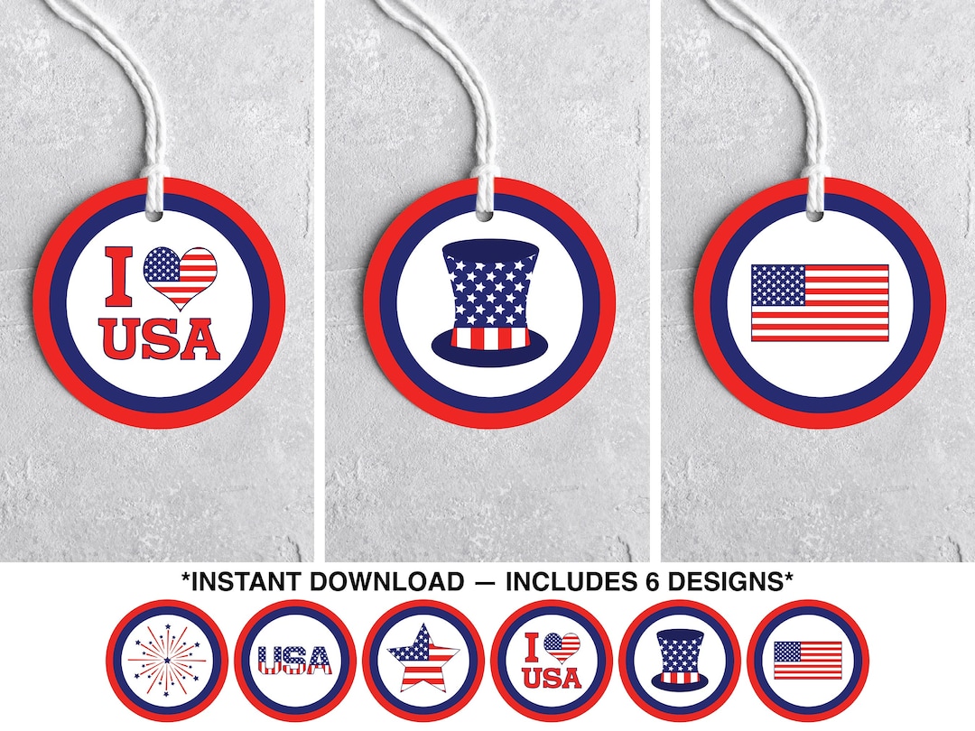 4th of July Gift Tags, Patriotic Red White Blue, USA Party (PDF) - Etsy
