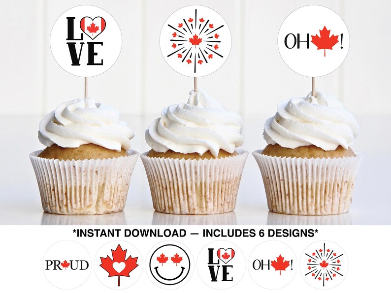 Canada Day Party Banner and Cupcake Toppers (digital Download) - Etsy