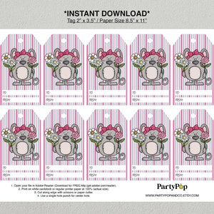 Printable Mothers Day Gift Tag, Cute Mouse Tag, Mother's Day Thank You ...