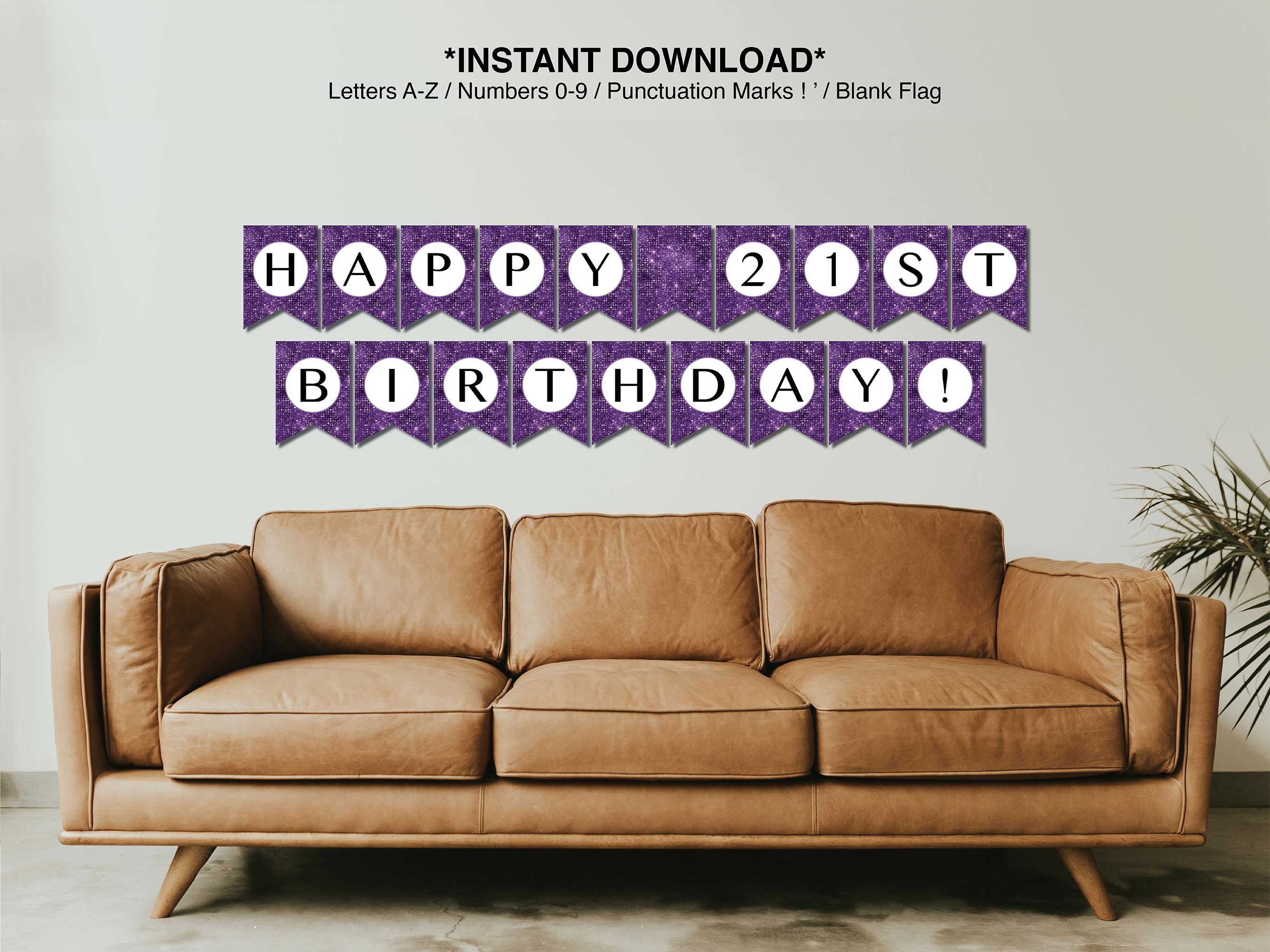 Purple Glitter Alphabet Banner, Printable DIY Banner, A-z&numbers ...