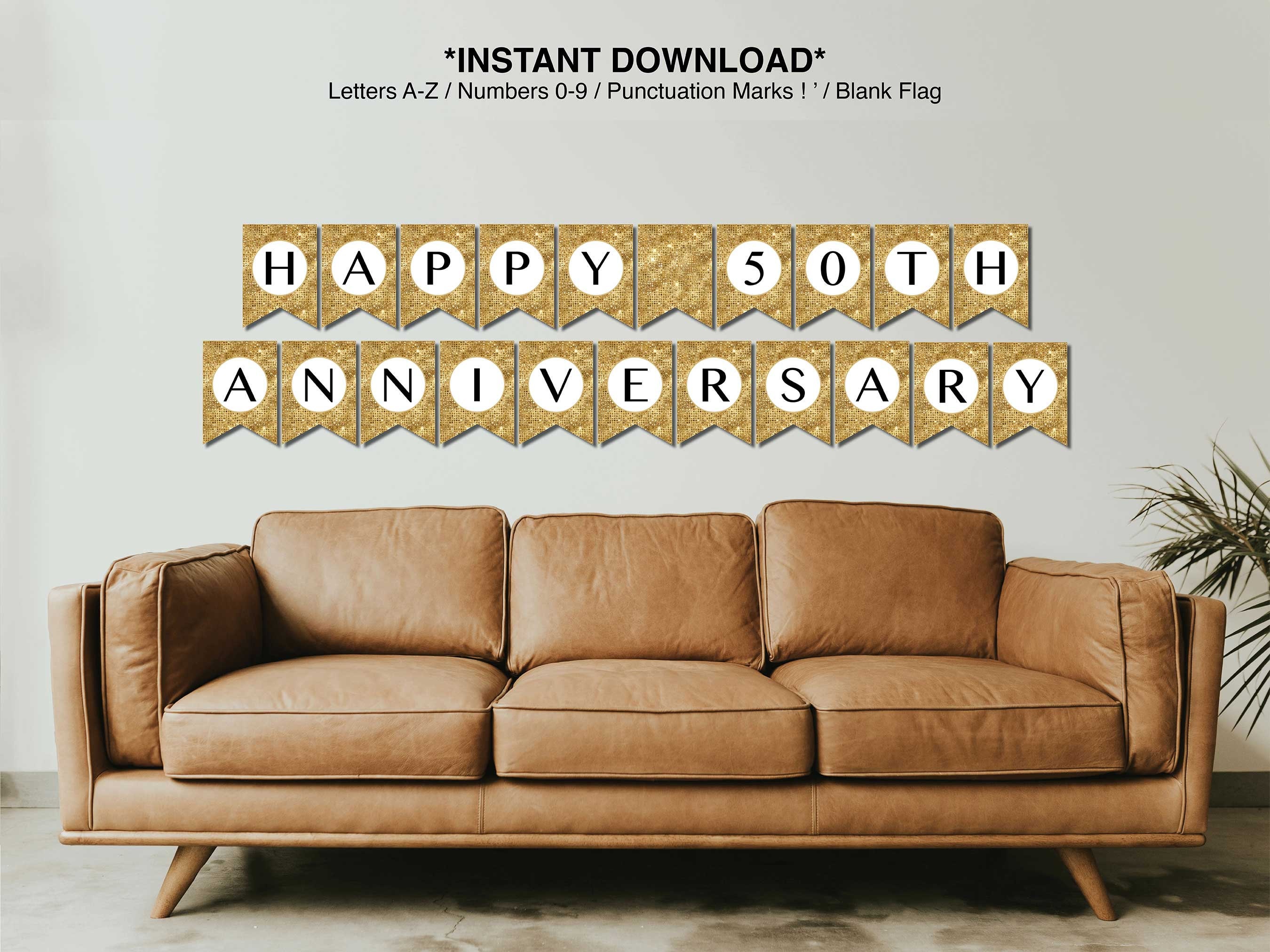 Gold Glitter Alphabet Banner, Printable DIY Banner, A-Z & Numbers ...