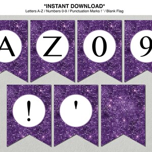 Purple Glitter Alphabet Banner, Printable DIY Banner, A-z&numbers ...