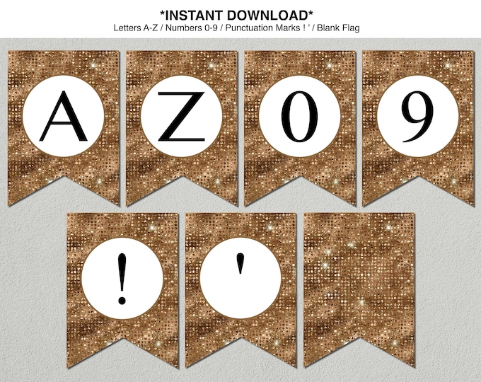 Rose Gold Banner Printable | Alphabet Letter Banner Decorations | Party ...