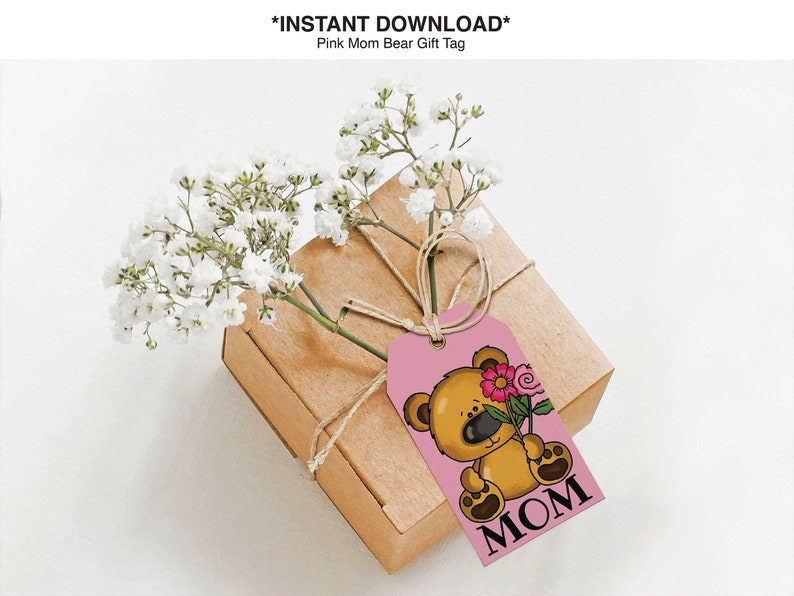Printable Mothers Day Gift Tag, Mom Bear Tag, Mother's Day Thank You ...