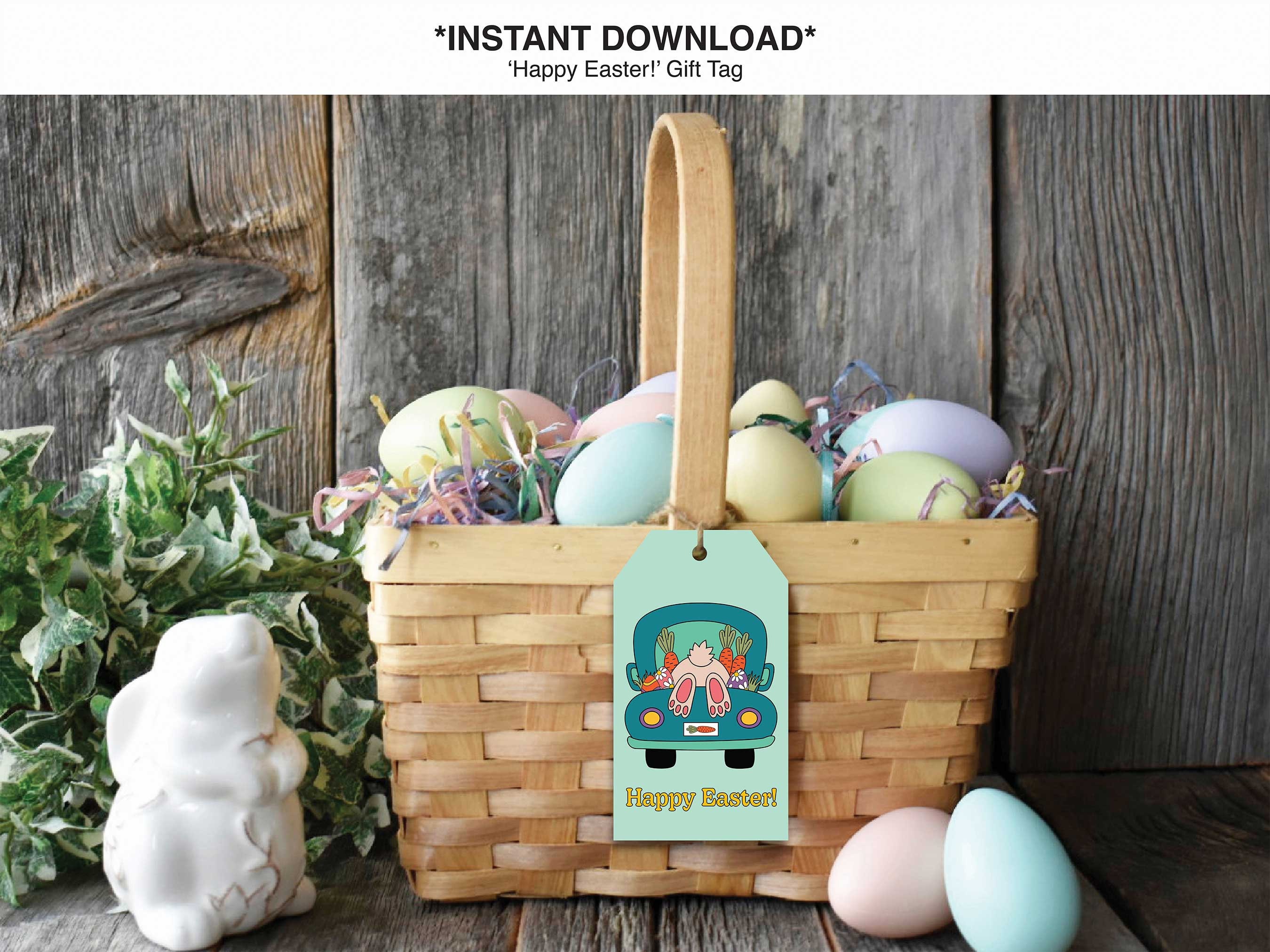 Happy Easter Printable Gift Tags, Groovy Easter Basket Gift Tag, Easter ...